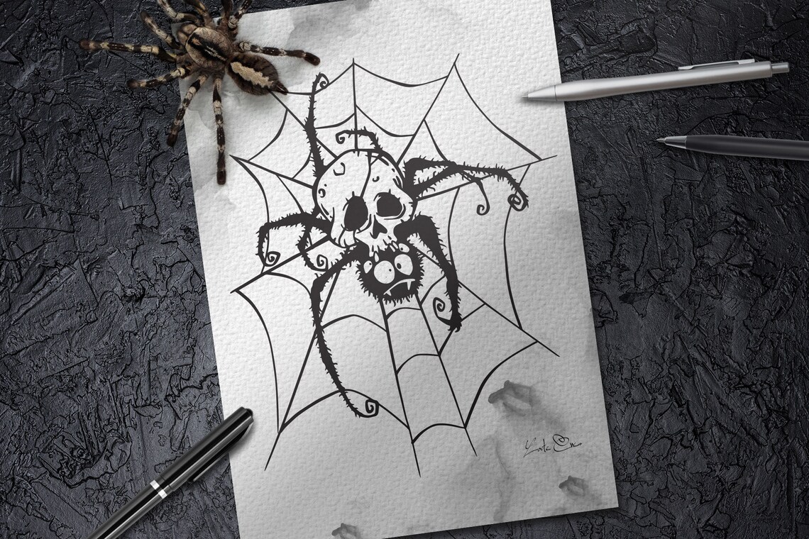 Spider SVG Creepy Spider Skull Goth Svg Halloween Party | Etsy