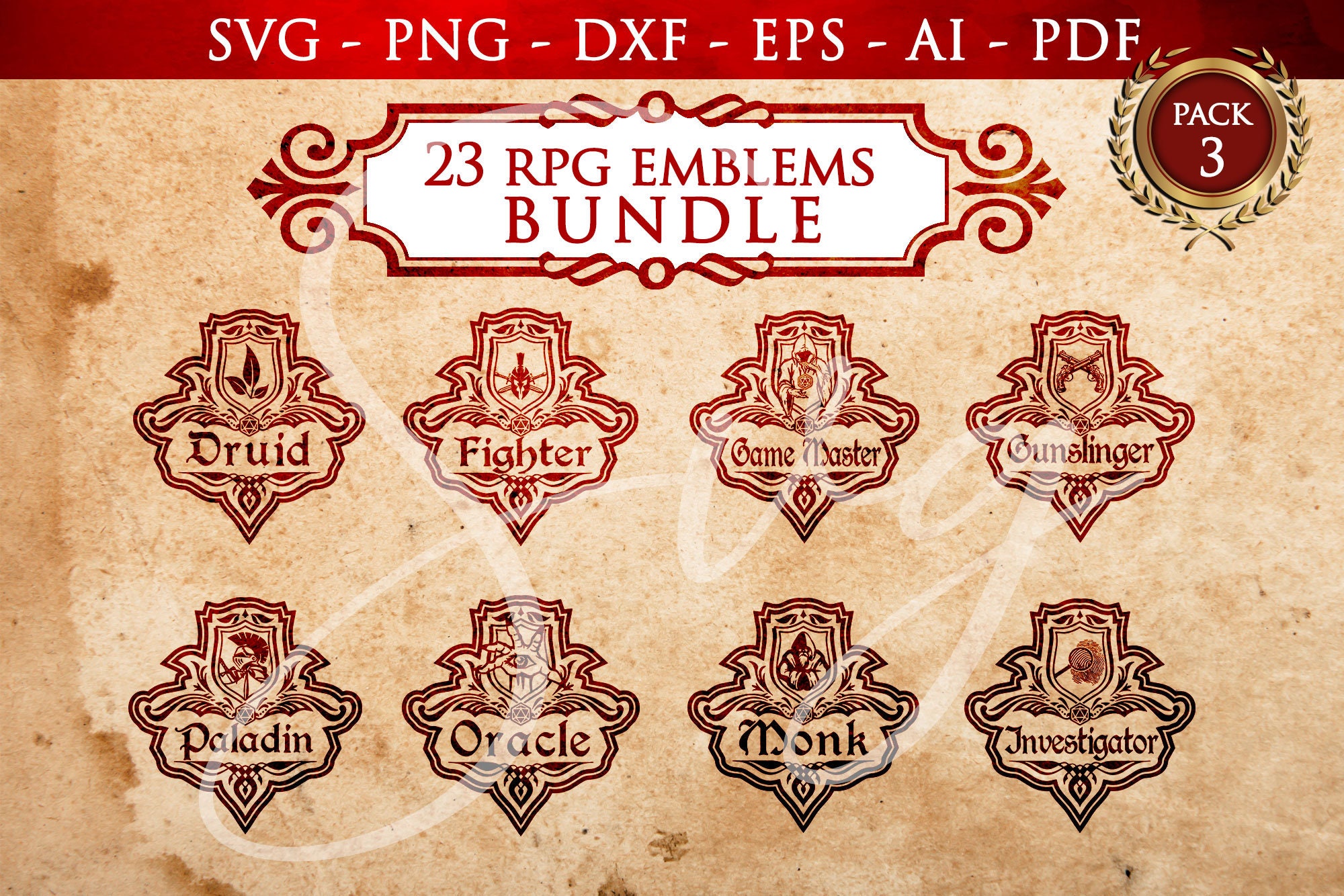RPG Class Emblem Bundle: D&D SVG, Pathfinder, Tabletop (digital ...