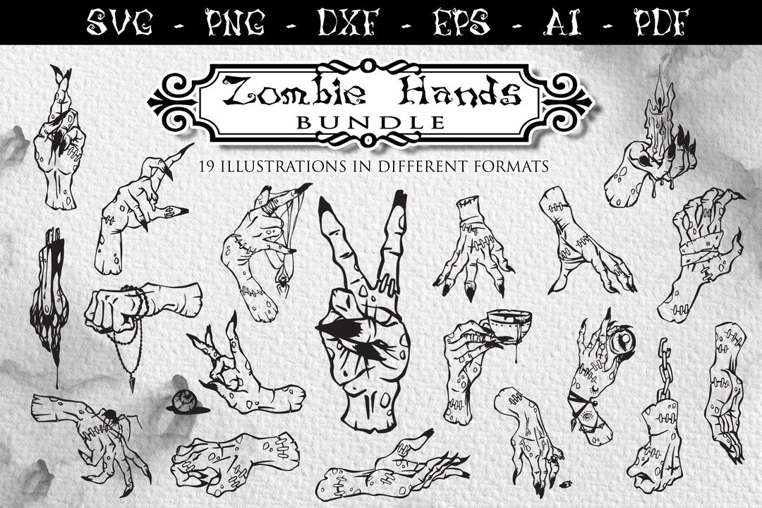 Zombie Hands BUNDLE Svg, Zombie Finger, Horror Svg, Spooky Hand, Goth ...