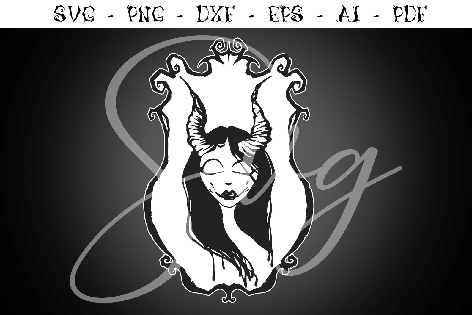 Goth Girl SVG Gothic Svg Antlers SVG Fantasy Clipart Horns | Etsy