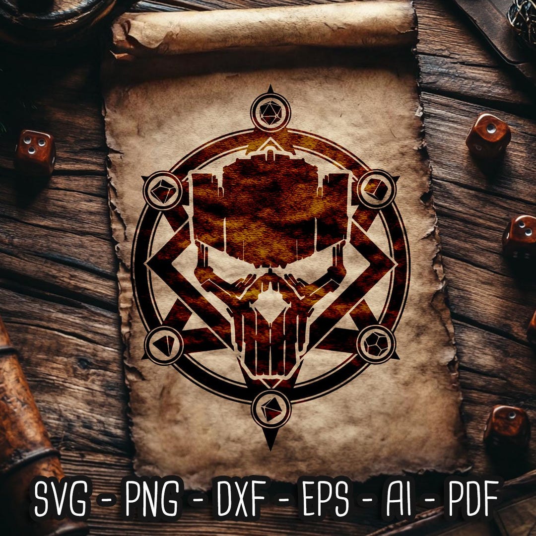 Necromancer Magic Circle Emblem SVG, D20 Svg, RPG Polyhedral Dice Svg ...
