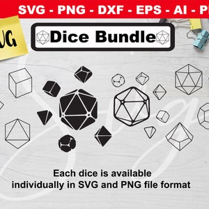 RPG Dice Bundle SVG Polyhedral Dice Clip Art rpg games Role | Etsy