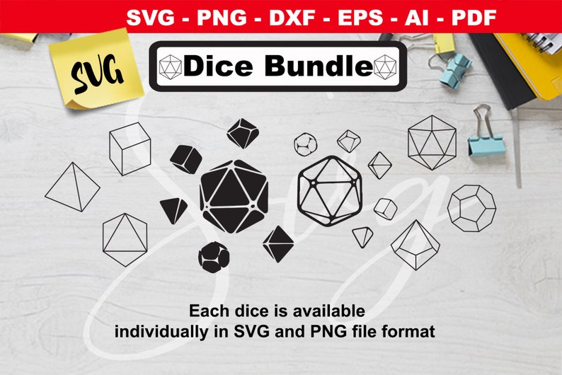 RPG Dice Bundle SVG Polyhedral Dice Clip Art rpg games Role | Etsy