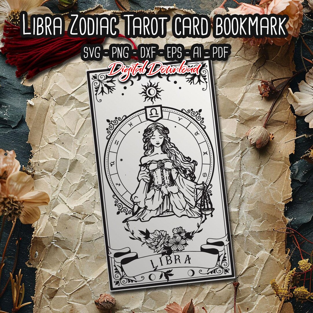 Libra Zodiac Tarot Card Bookmark: Witchy Astrology (digital Files) - Etsy