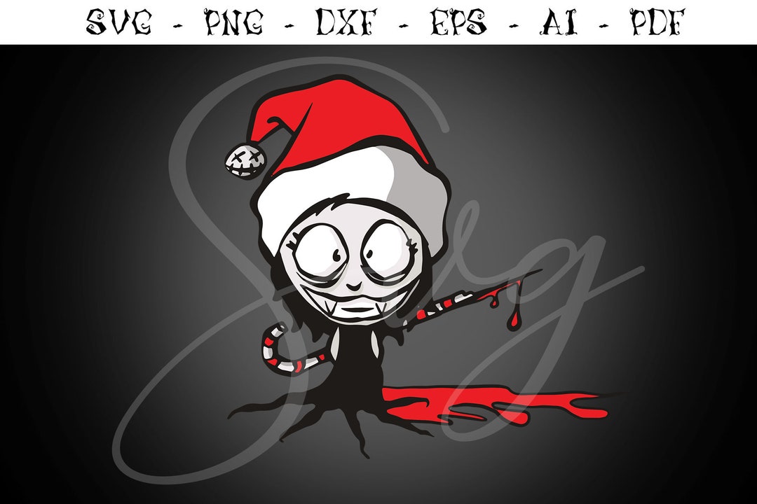 Creepy Vampire Christmas SVG: Goth Girl Clipart (digital Download) - Etsy