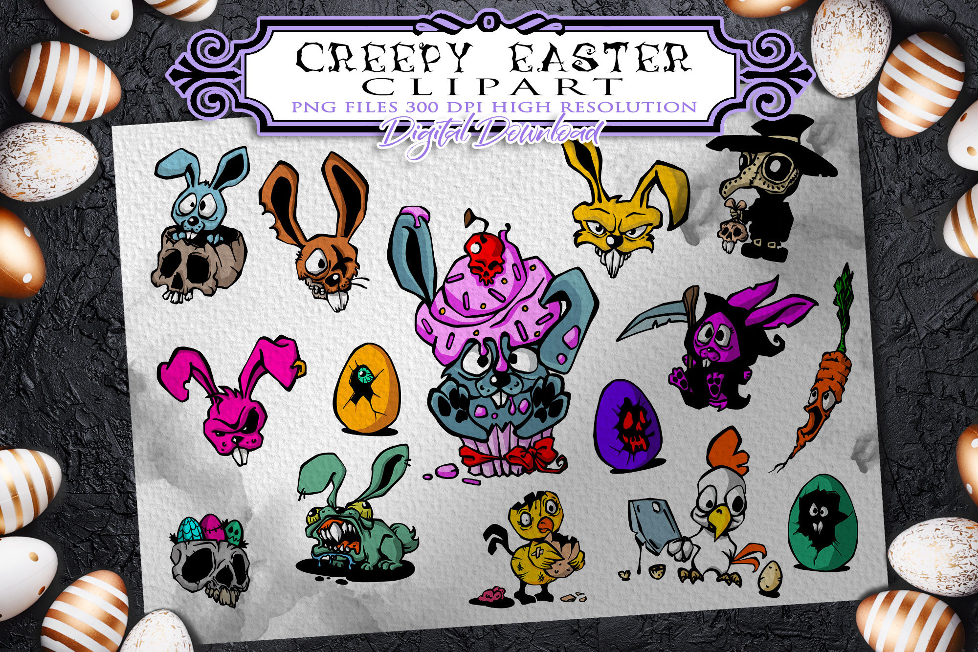 Creepy Easter Clipart Goth Easter Png Spooky Easter Happy - Etsy