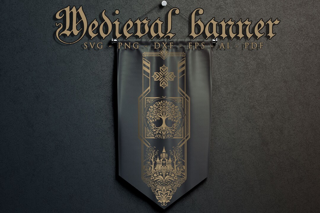 Medieval Banner SVG, Tree of Life Flag, Fantasy Tapestry Svg, Wizard ...