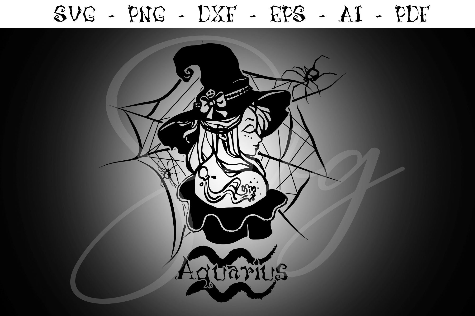 Aquarius Witchy Zodiac Sign Svg Astrology Signs Svg Zodiac - Etsy