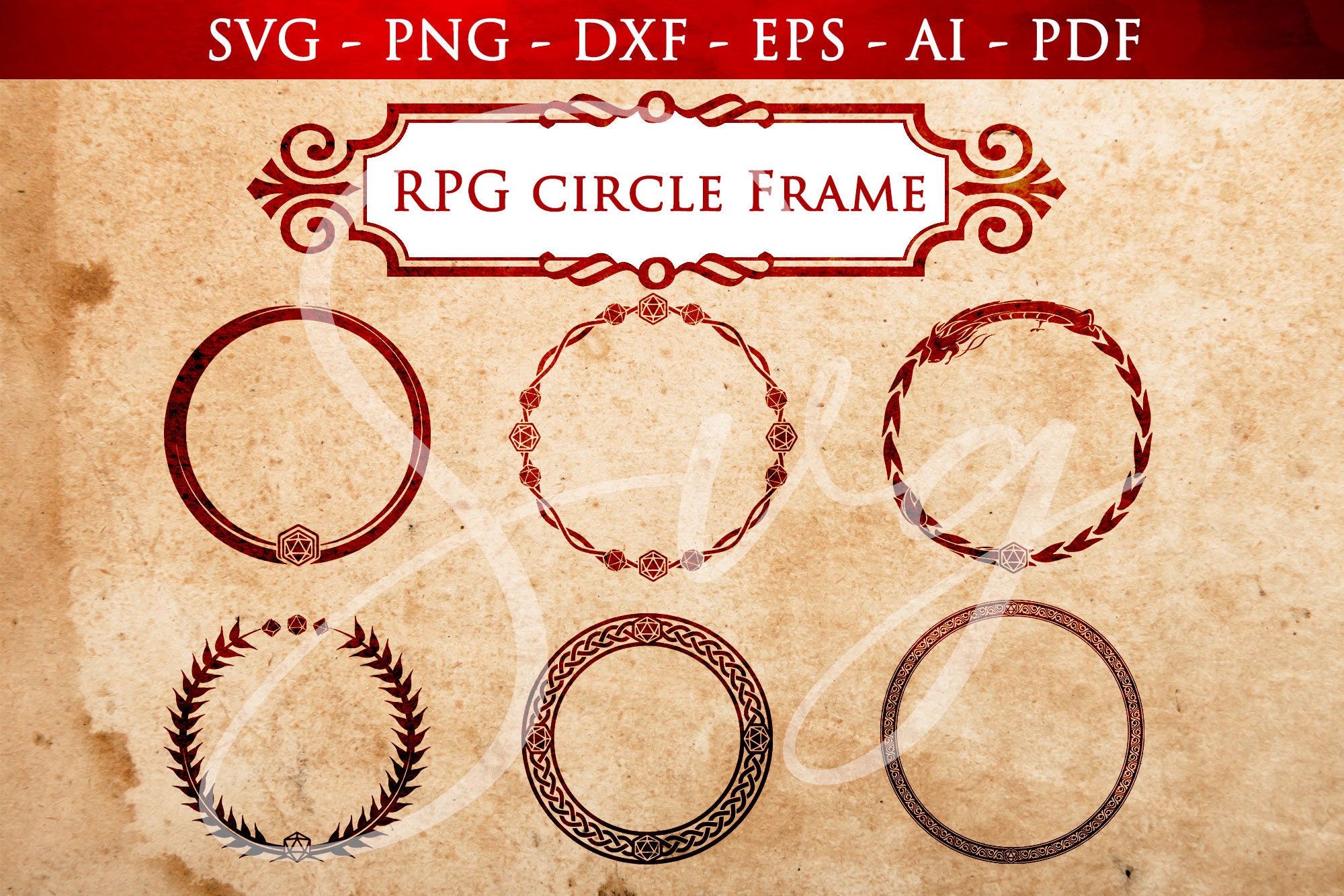 RPG Circle Frame SVG: Dice Game Cut Files (digital Download) - Etsy