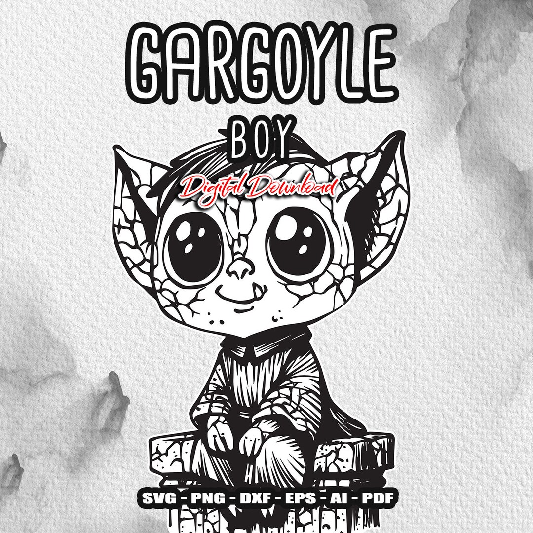 Gargoyle Boy SVG, Gothic Clipart, Mythical Creature Png, Cute Stone ...