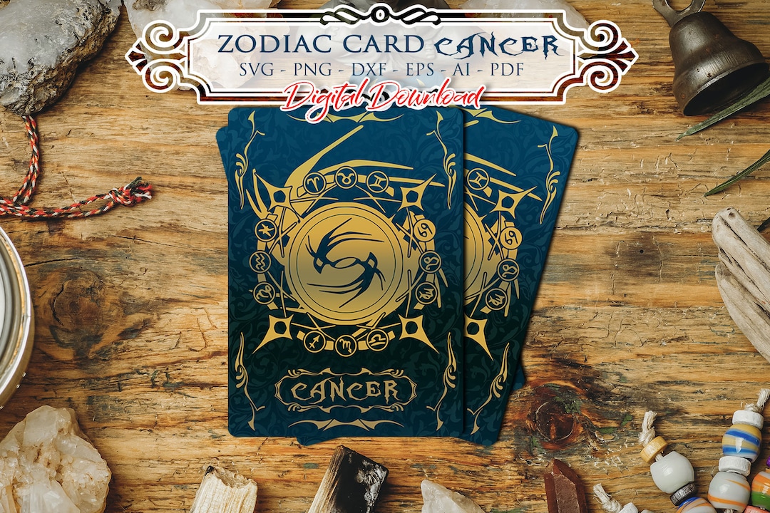 CANCER Zodiac Card Svg, Astrology Signs Svg, Zodiac Symbols Svg ...
