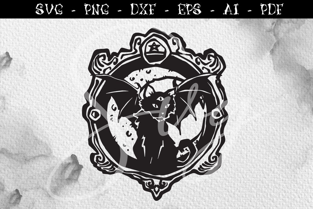 Gothic Black Cat SVG, Gothic Svg, Witch Cat Svg, Moon Celestial, Occult ...