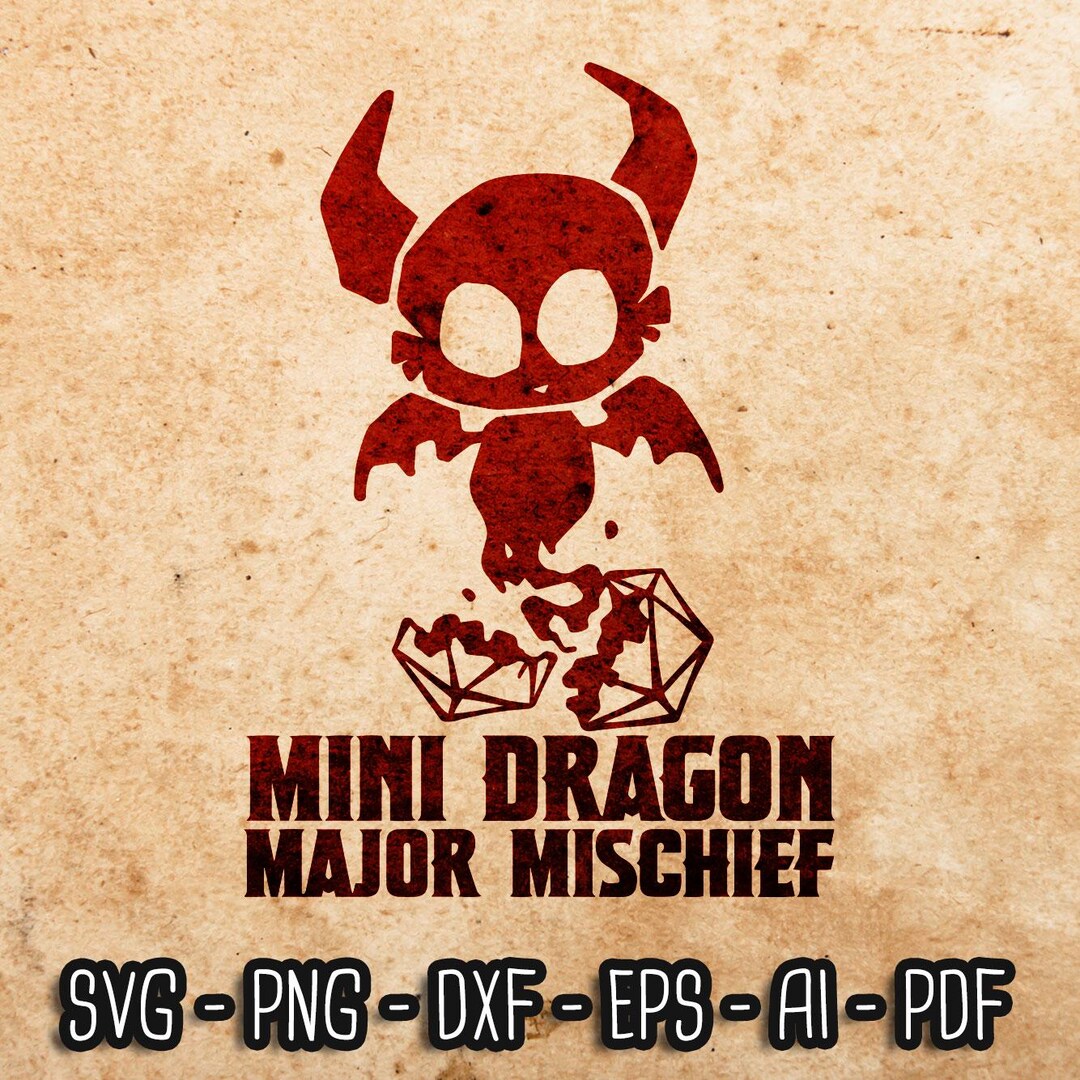 Mini Dragon Major Mischief SVG, Cute Little Dragons SVG, Rpg Games ...