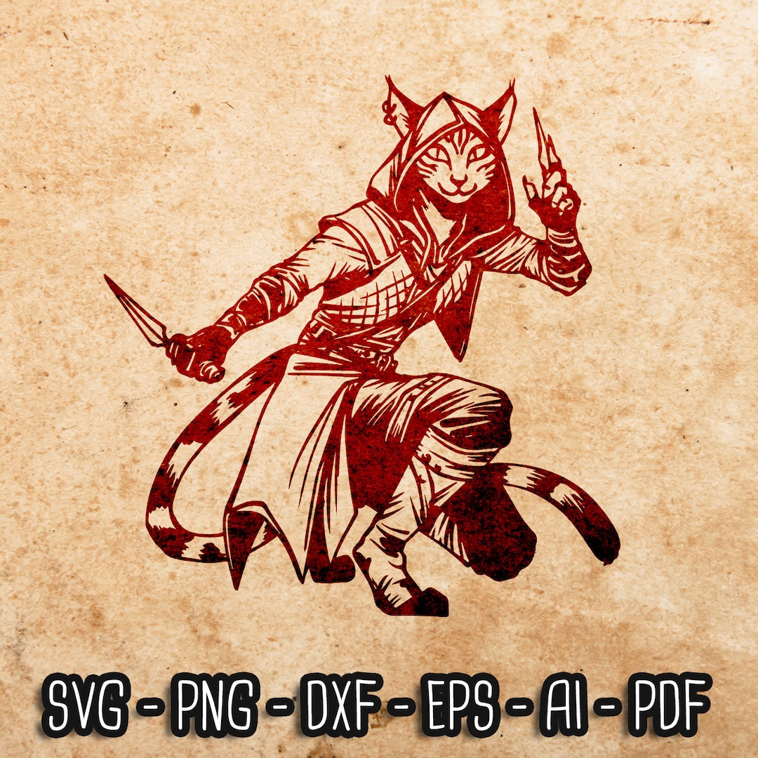 Tabaxi Rogue SVG, Female Cat, Catfolk, TTRPG Svg, D20, Rpg Games, Role ...