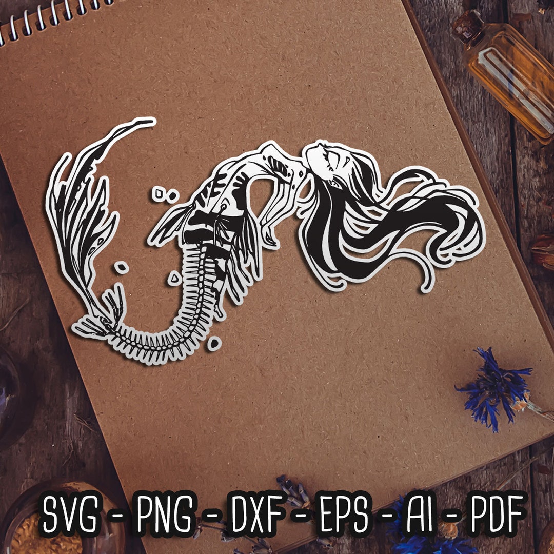 Skeleton Mermaid SVG for Cricut, Mermaid SVG, Siren Woman, Witchy Vibes ...