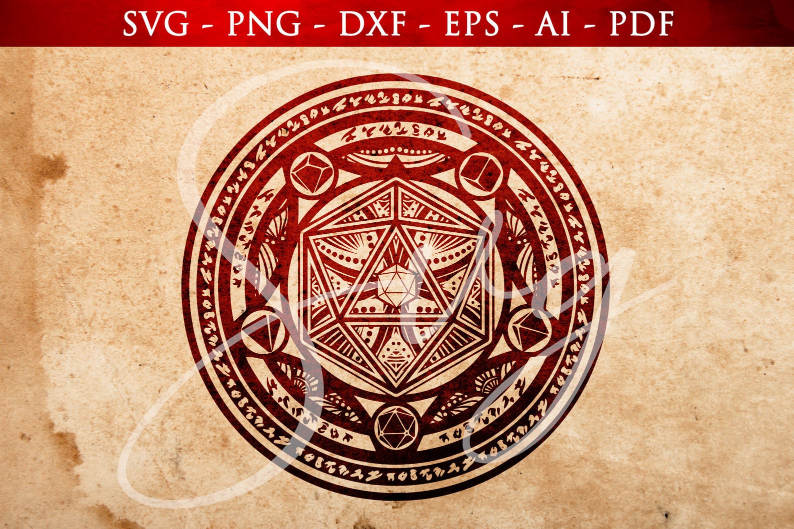 D20 SVG Tribal Magic Circle RPG Arcane Circle Polyhedral - Etsy