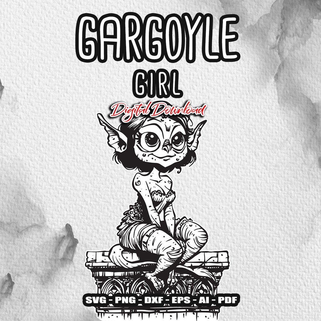 Cute Gargoyle Girl SVG, Gothic Clipart, Mythical Creature Png, Cute ...