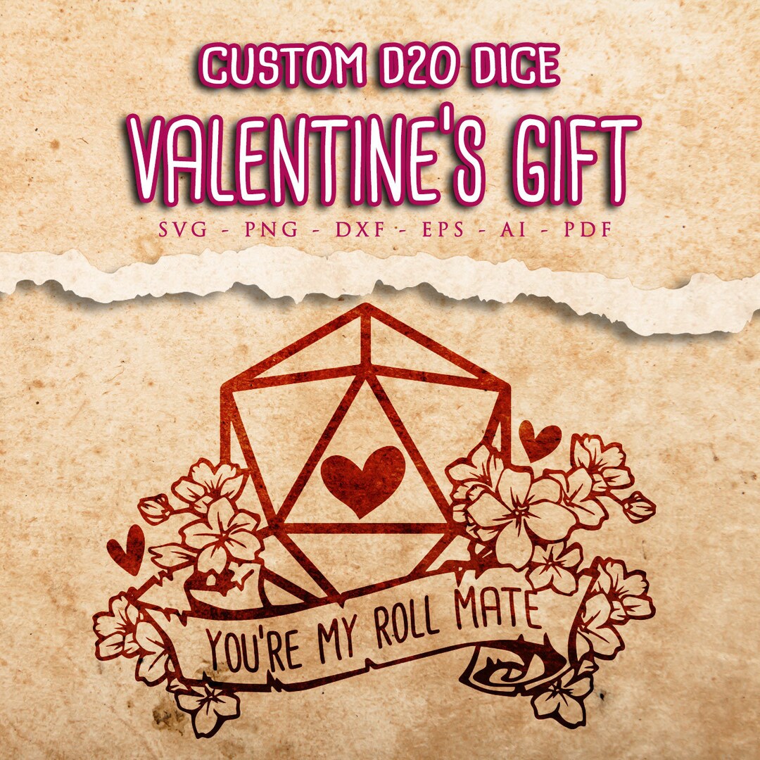 Custom D20 Dice Valentine's Gift SVG, Valentines Day Gift for ...