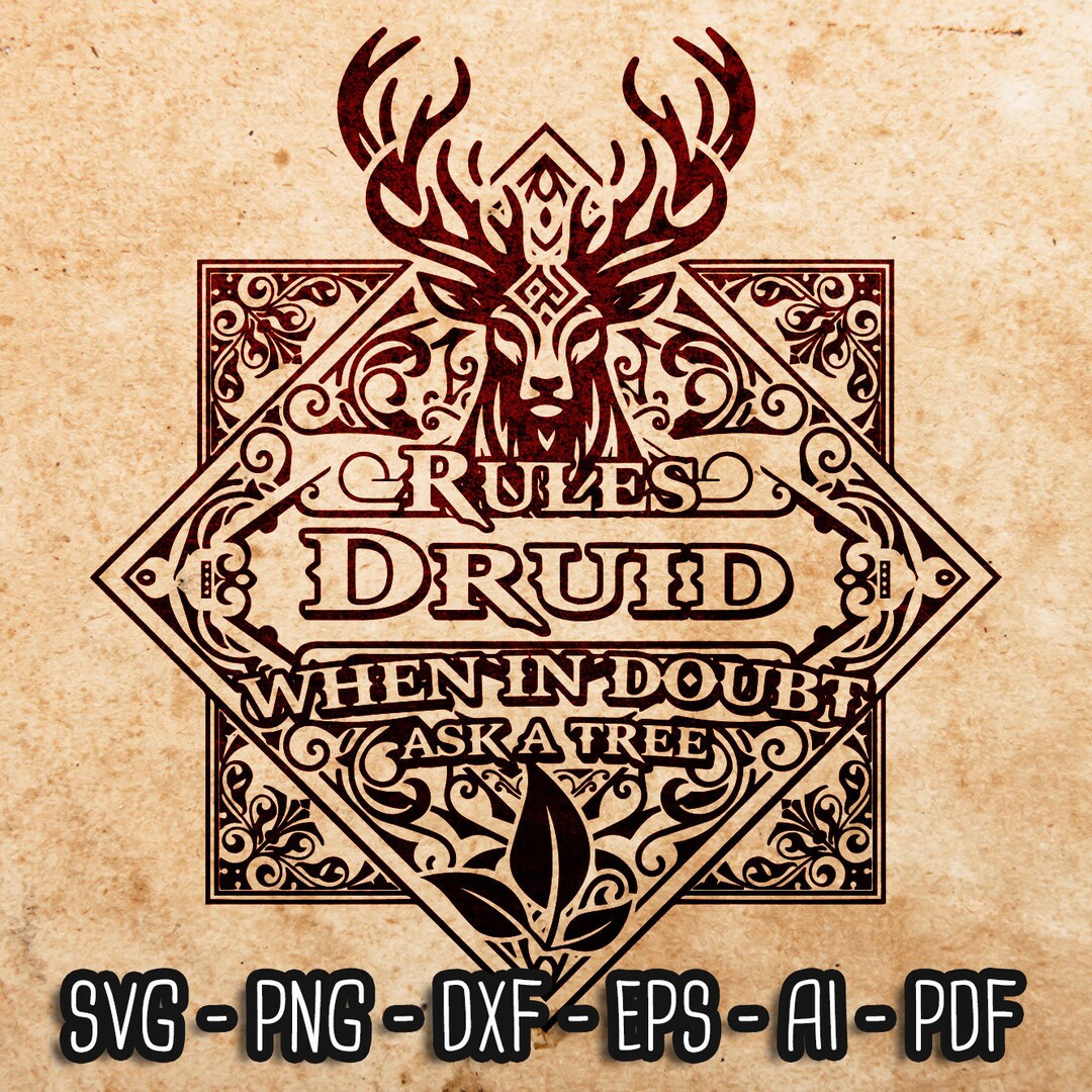 Druid Rules SVG, RPG Class Emblem, D20, Rpg Games Svg, Pathfinder Gamer ...