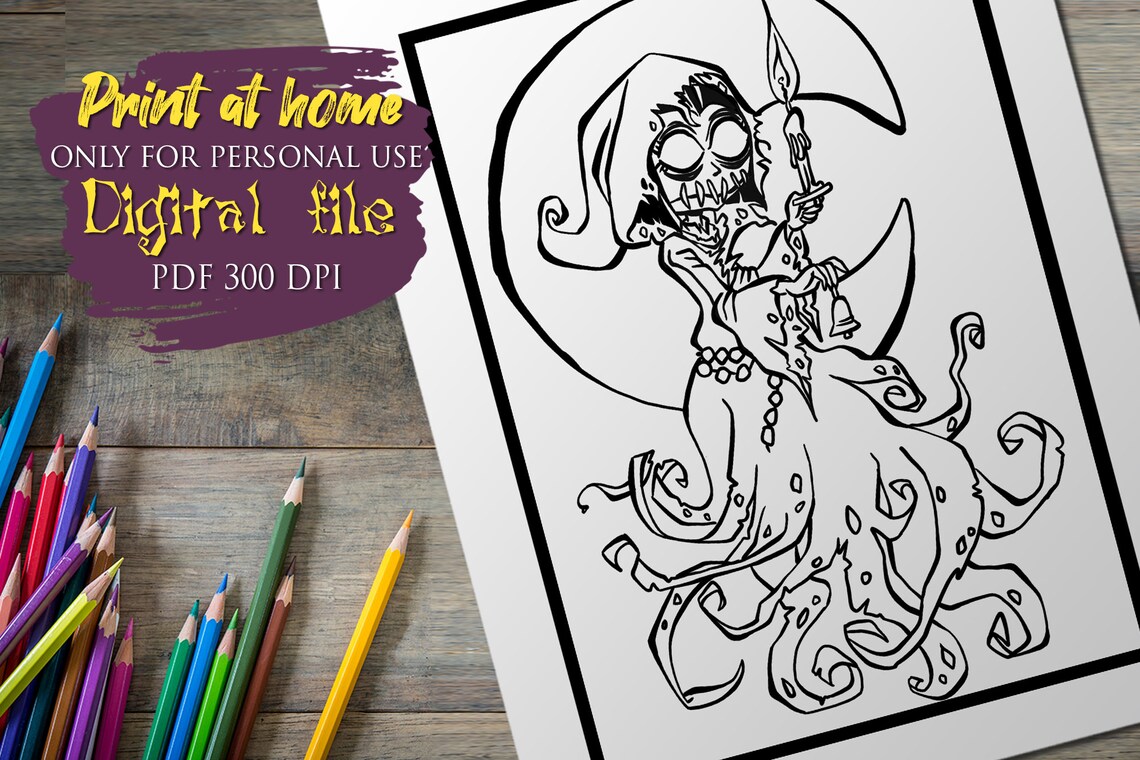 Creepy Girls Goth Coloring Book 25 Printable Coloring Pages - Etsy