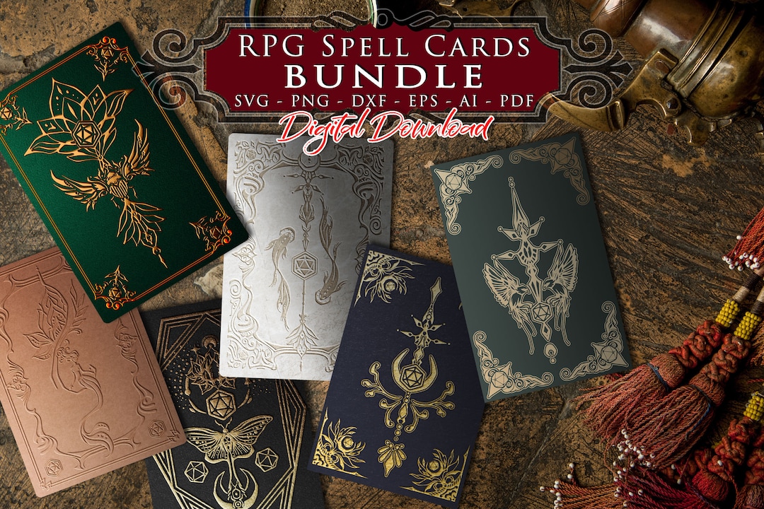 RPG Spell Cards BUNDLE Svg, Mystical Design, Block Card Svg, Rpg Icon ...