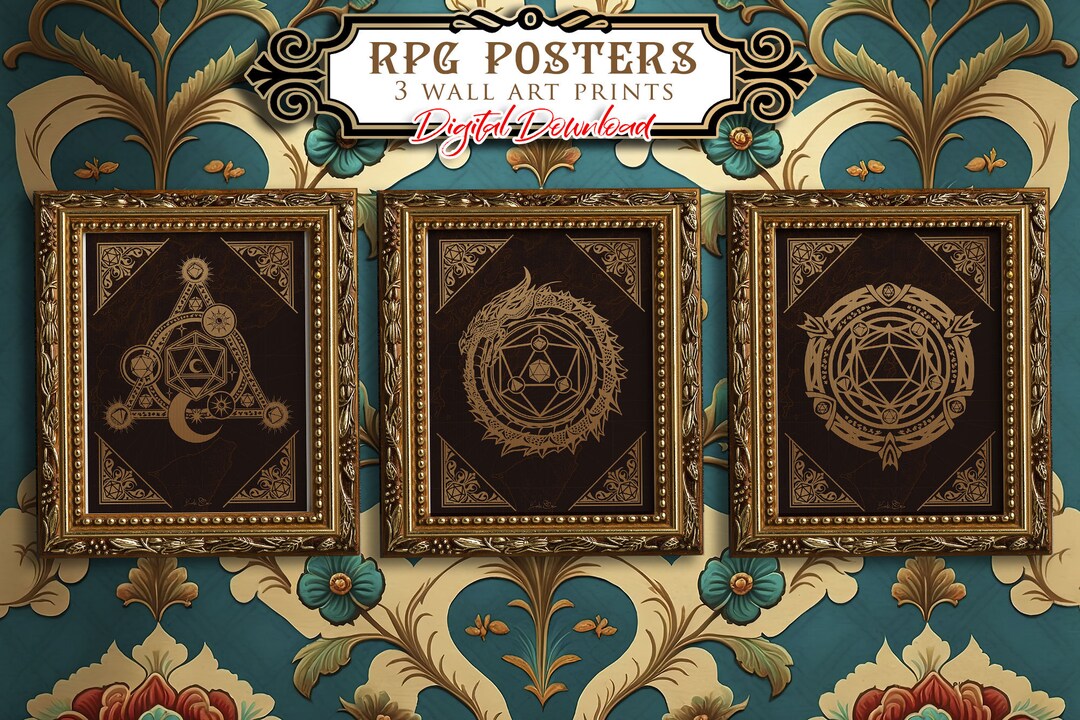 Set of 3 RPG Posters, Magic Circle 2, Gamer Art, Wall Art Print ...