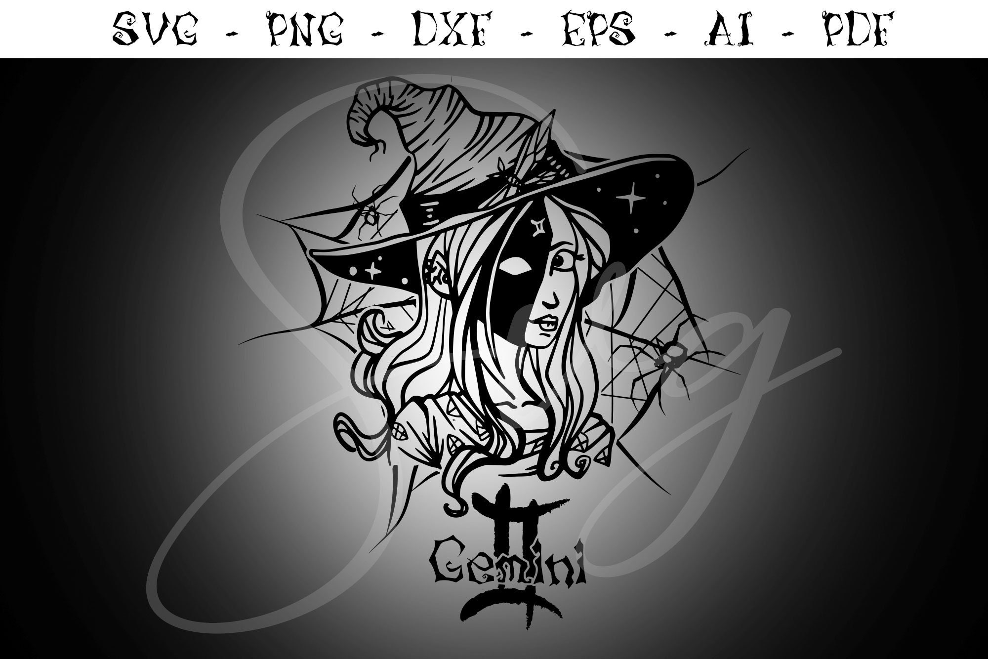 Gemini Witchy Zodiac Sign Svg Astrology Signs Svg Zodiac - Etsy