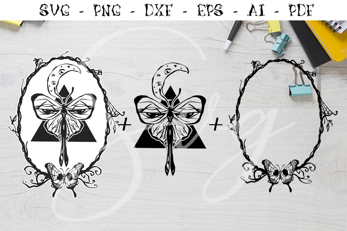 MOON Moth SVG Gothic Svg Butterfly and Luna Mystical Clipart - Etsy
