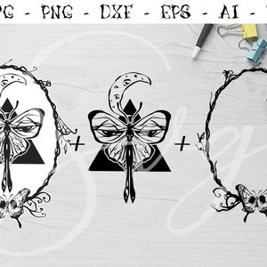 MOON Moth SVG, Gothic Svg, Butterfly and Luna Mystical Clipart Png ...