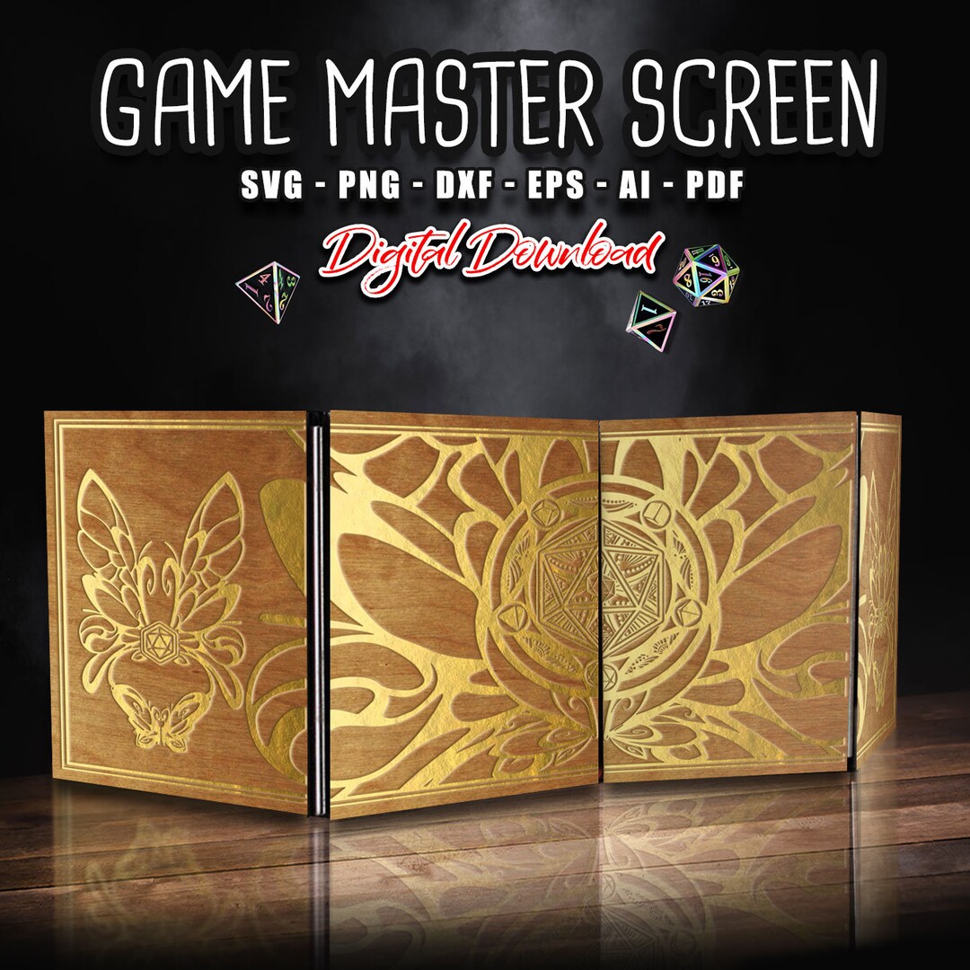DM Screen Butterfly Design SVG, 4 Panels, Table Top Gaming Screen Svg ...