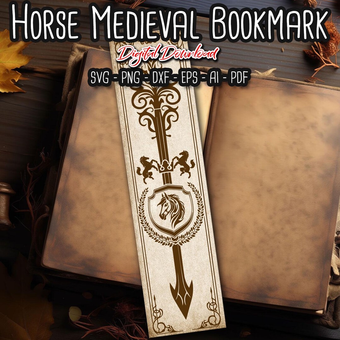 Horse Medieval Bookmark SVG, Fantasy Bookmark, Magical Bookmark ...