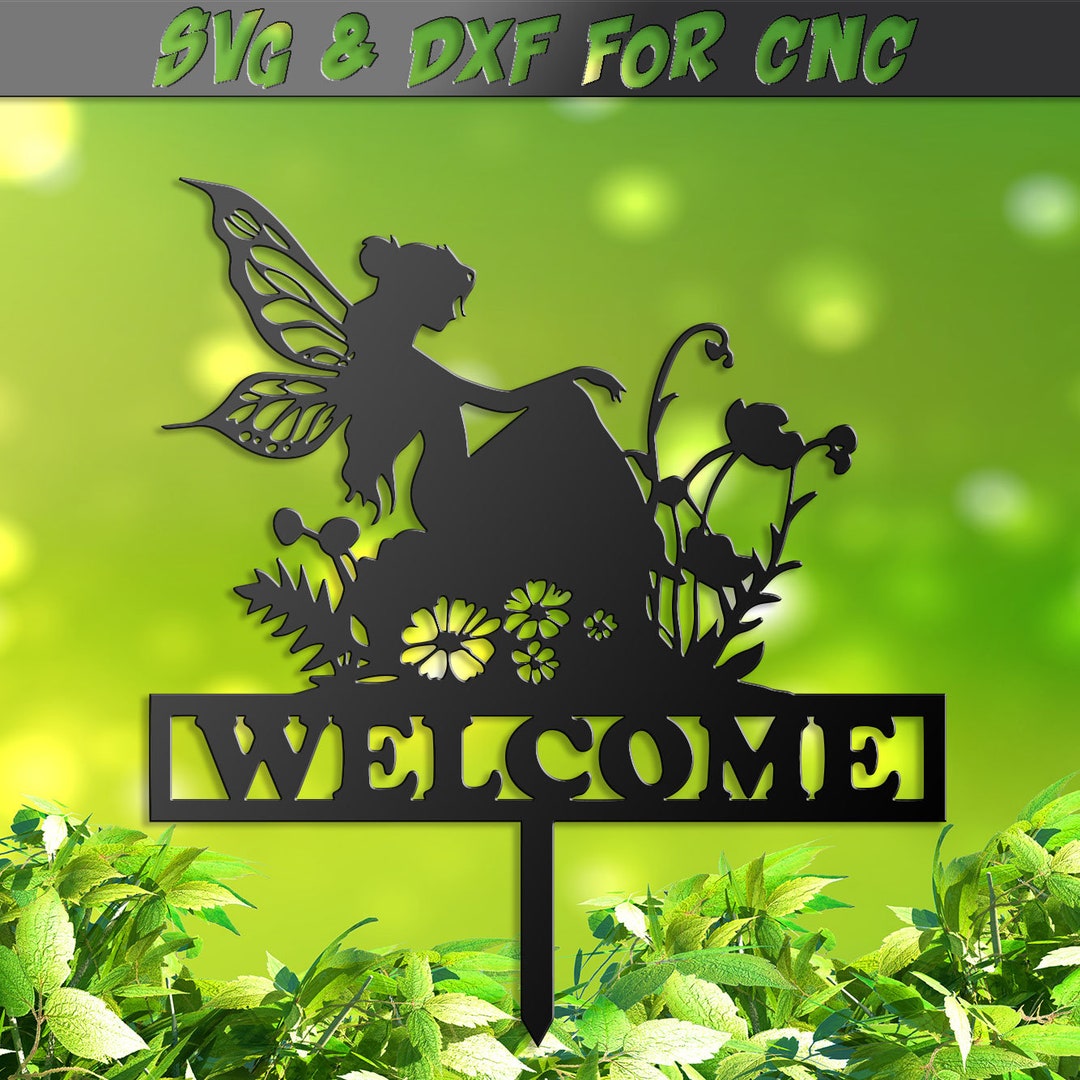 Fairy Welcome Yard Stake SVG & DXF, Fairy CNC Files for Garden Decor, 1 ...