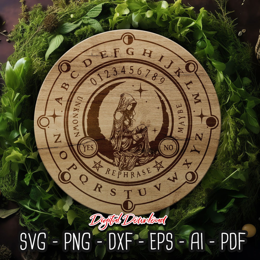 Pendulum Board Moon Girl SVG, Dowsing Divination Message Board, Spirit ...