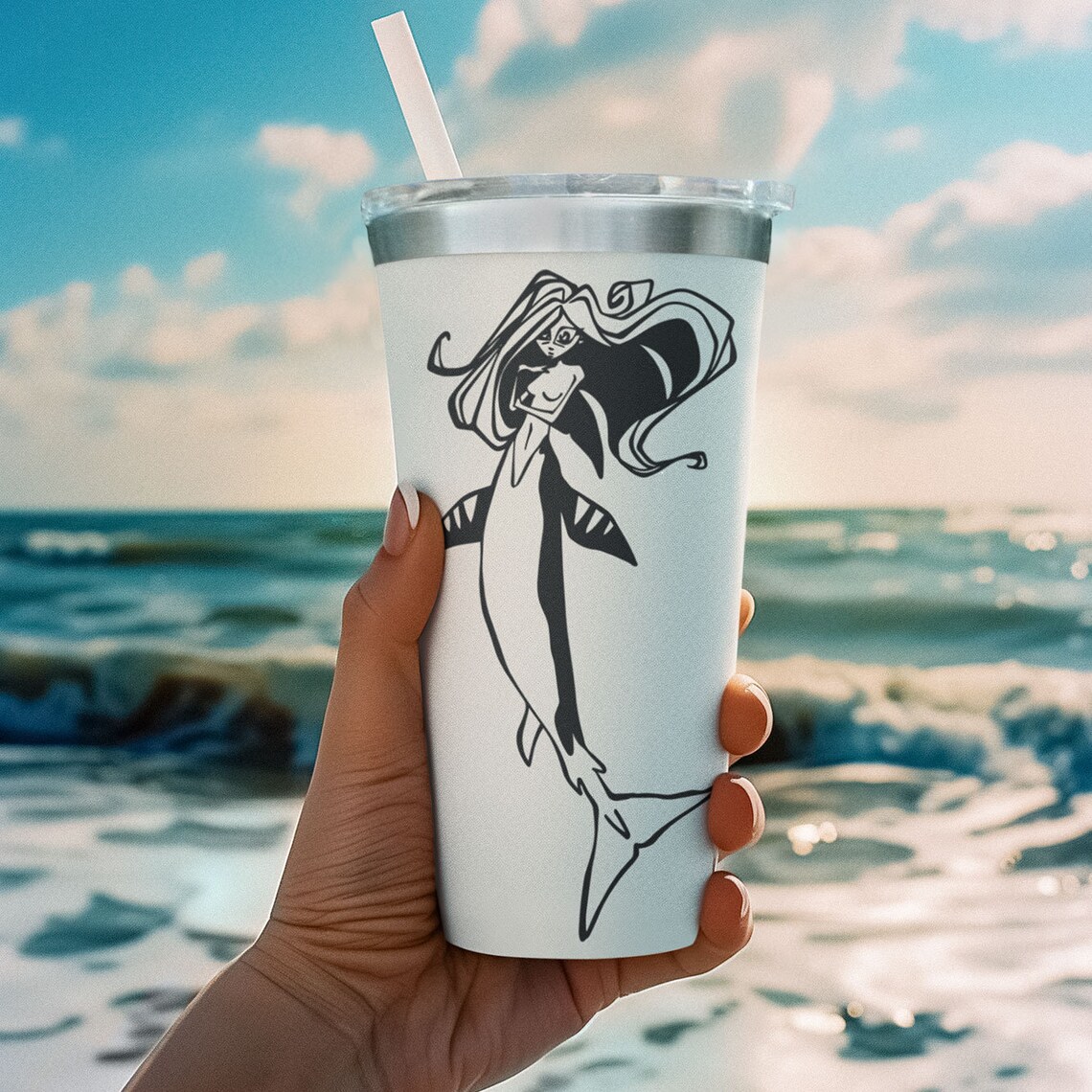 Shark Mermaid SVG: Gothic Siren Woman Digital Files - Etsy