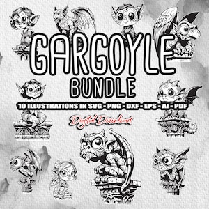 Gargoyles SVG BUNDLE, Gothic Clipart, Mythical Creature Png, Cute Stone ...