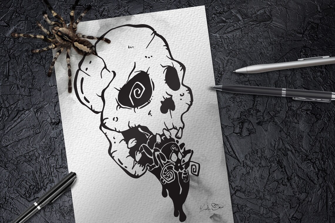 Bug SVG Insect on the Skull Tongue Goth Svg Halloween Party - Etsy