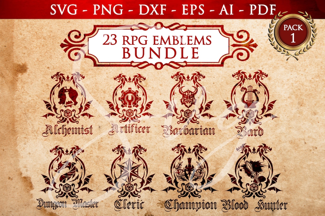 RPG Class Emblems: Pathfinder Gamer SVG Bundle (digital Download) - Etsy