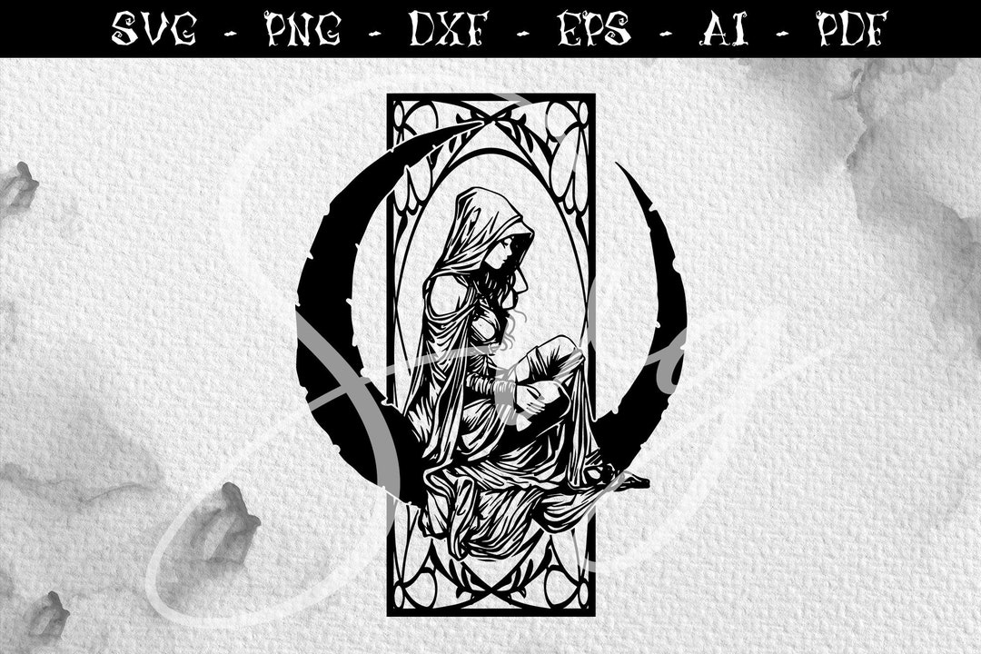 Gothic Moon Girl SVG, Woman Svg, Dark Svg, Mystic Svg, Witch Svg ...