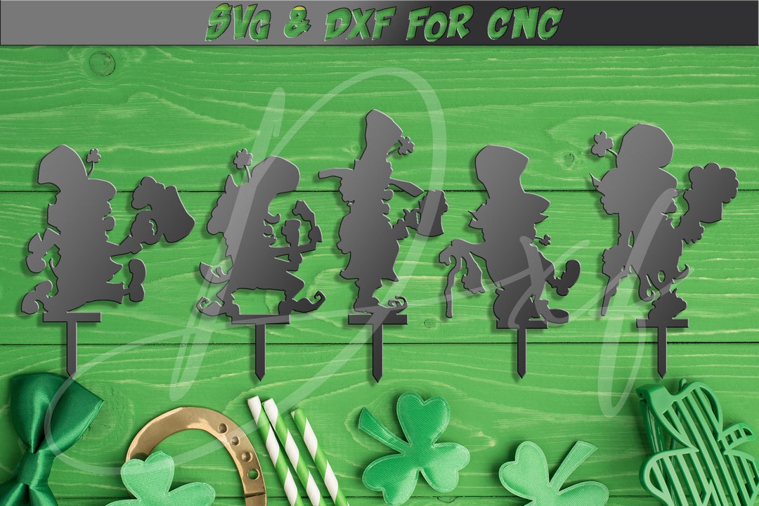 Leprechaun Garden Stakes DXF, Garden Gnome Stakes Svg, St Patrick's Day ...