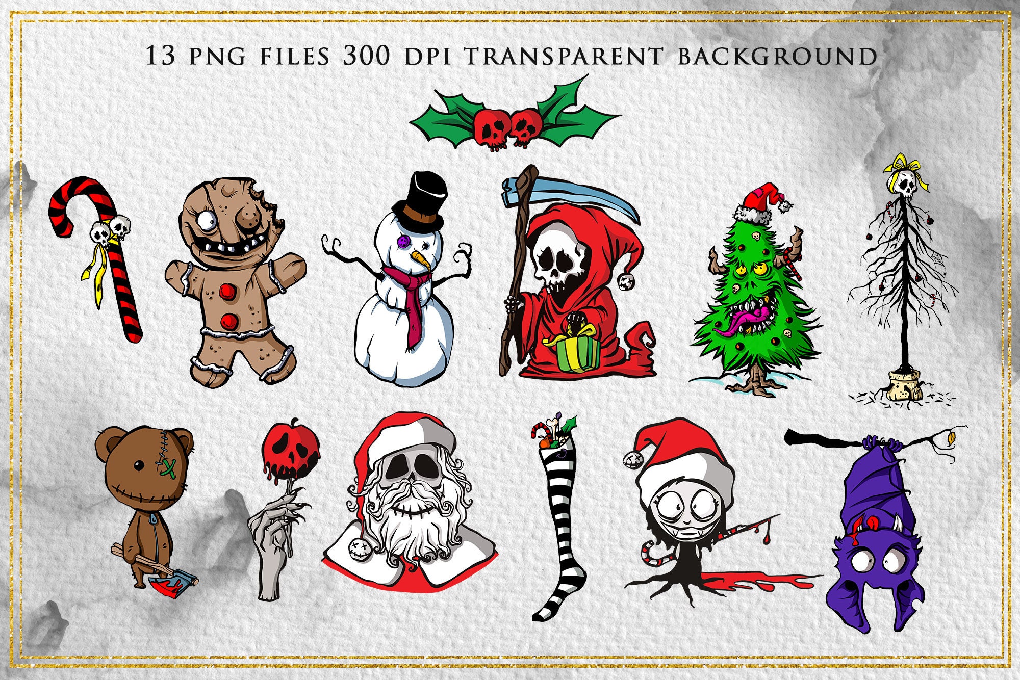 Creepy Christmas Clipart Spooky Christmas PNG Gothic - Etsy Canada