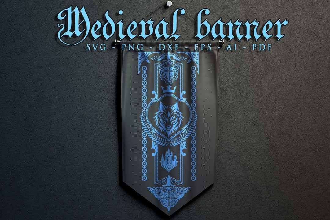 Medieval Banner SVG, Wolf Flag, Fantasy Tapestry Svg, Wizard Party ...