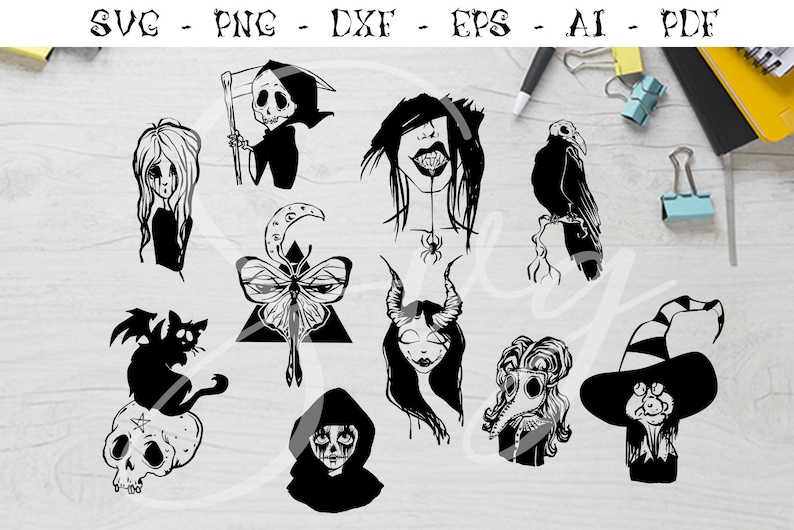 Creepy Portrait BUNDLE Svg Halloween SVG Bundle Gothic Svg - Etsy