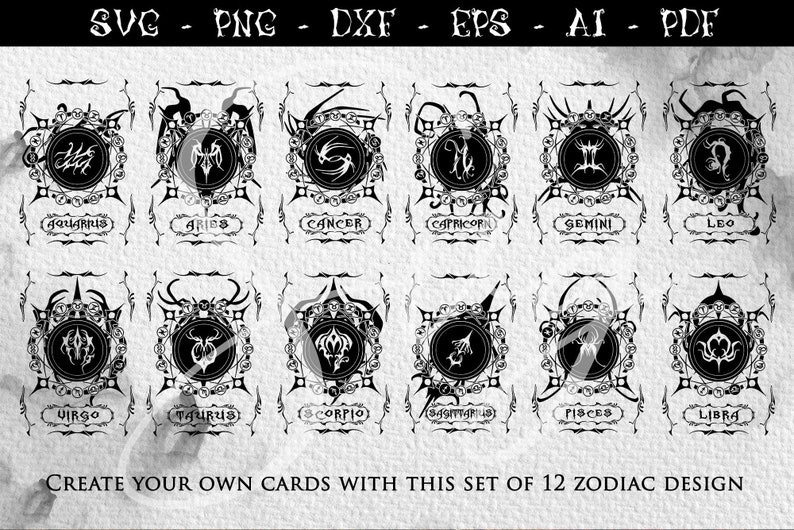 Zodiac Cards Svg Astrology Signs Svg Zodiac Symbols Svg - Etsy
