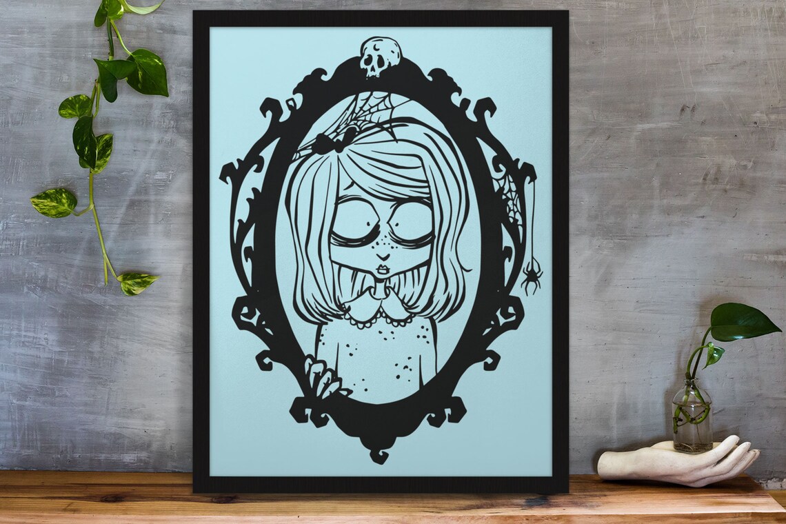 Gothic Svg Creepy Girl Portrait SVG Spooky Skull Goth | Etsy