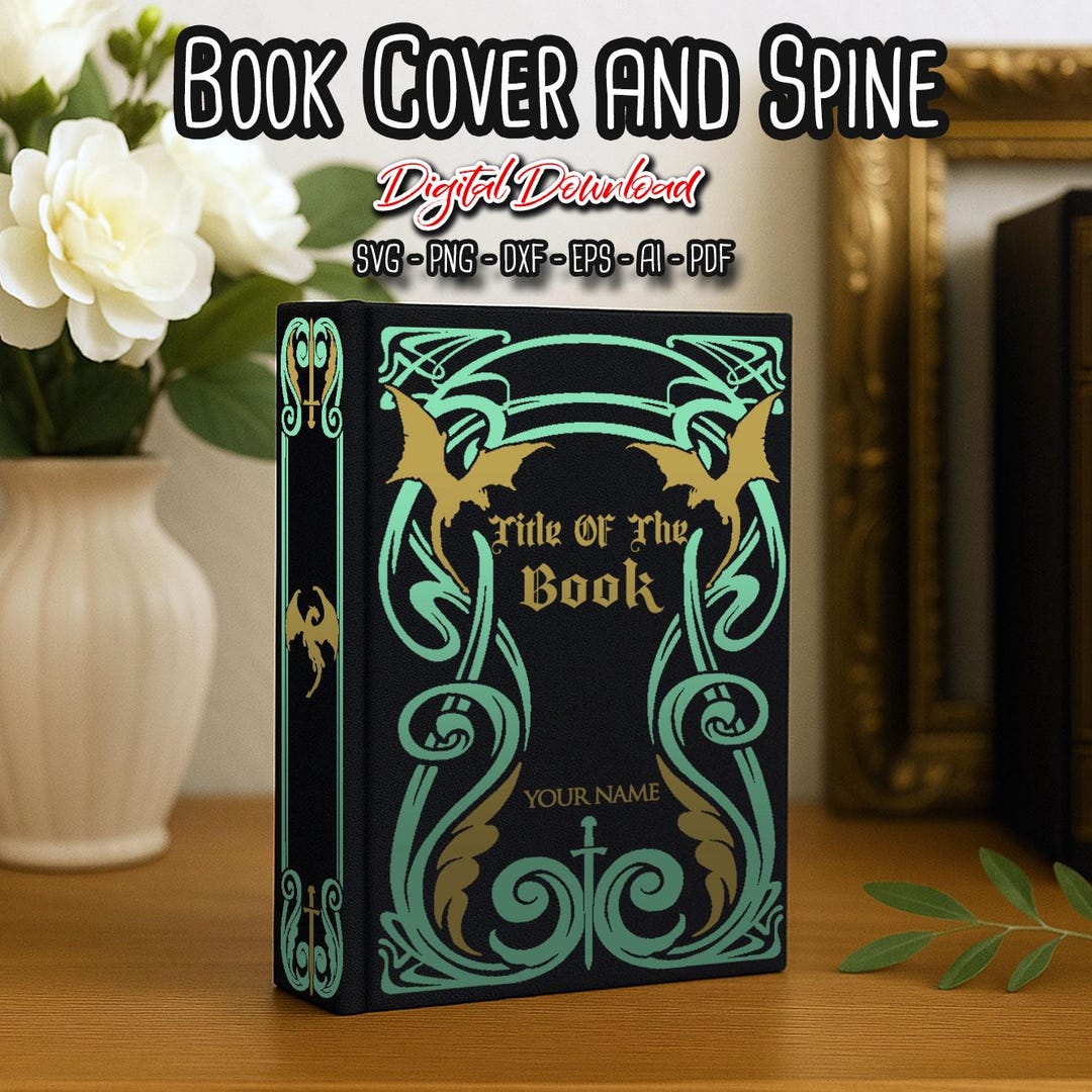Dragon Book Cover SVG: Fantasy Bookbinding Design (digital Files) - Etsy