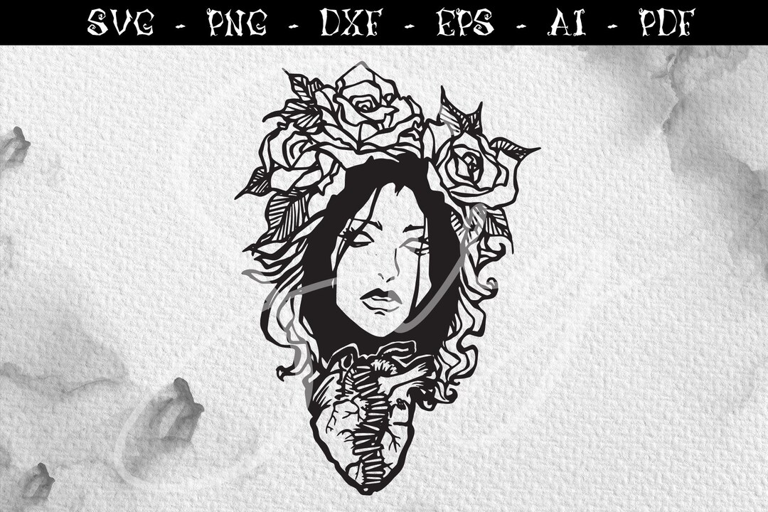 Broken Heart Women Svg, Gothic Valentine's Day Svg, Valentines Roses ...