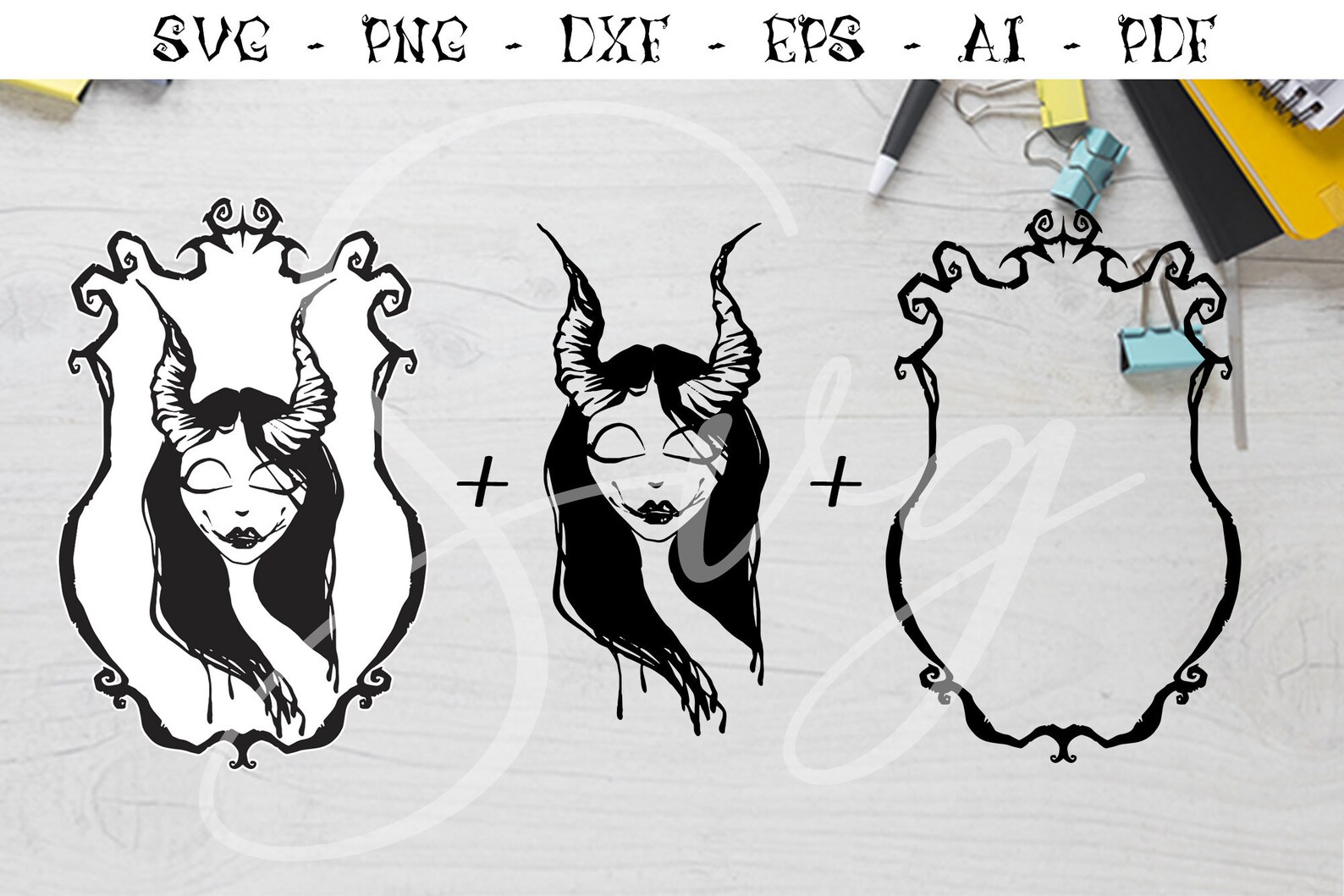 Goth Girl SVG Gothic Svg Antlers SVG Fantasy Clipart Horns - Etsy