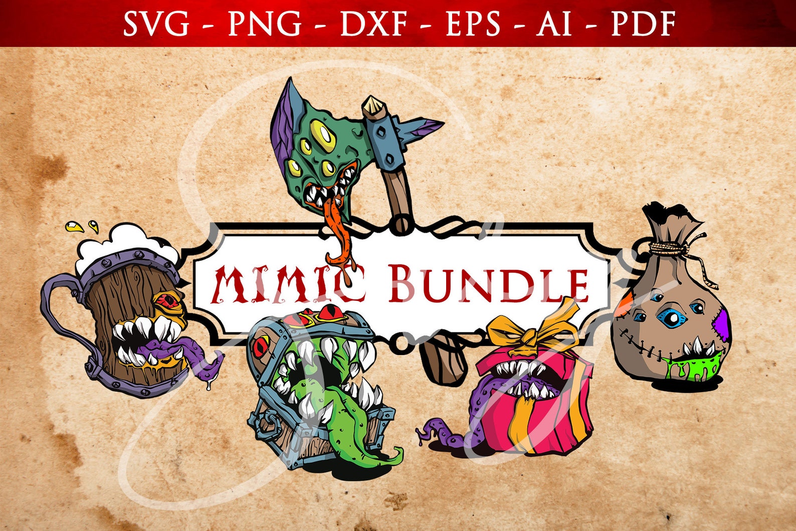 Mimic Bundle Svg D20 Mimic Clip Art Rpg Games Role Playing | Etsy