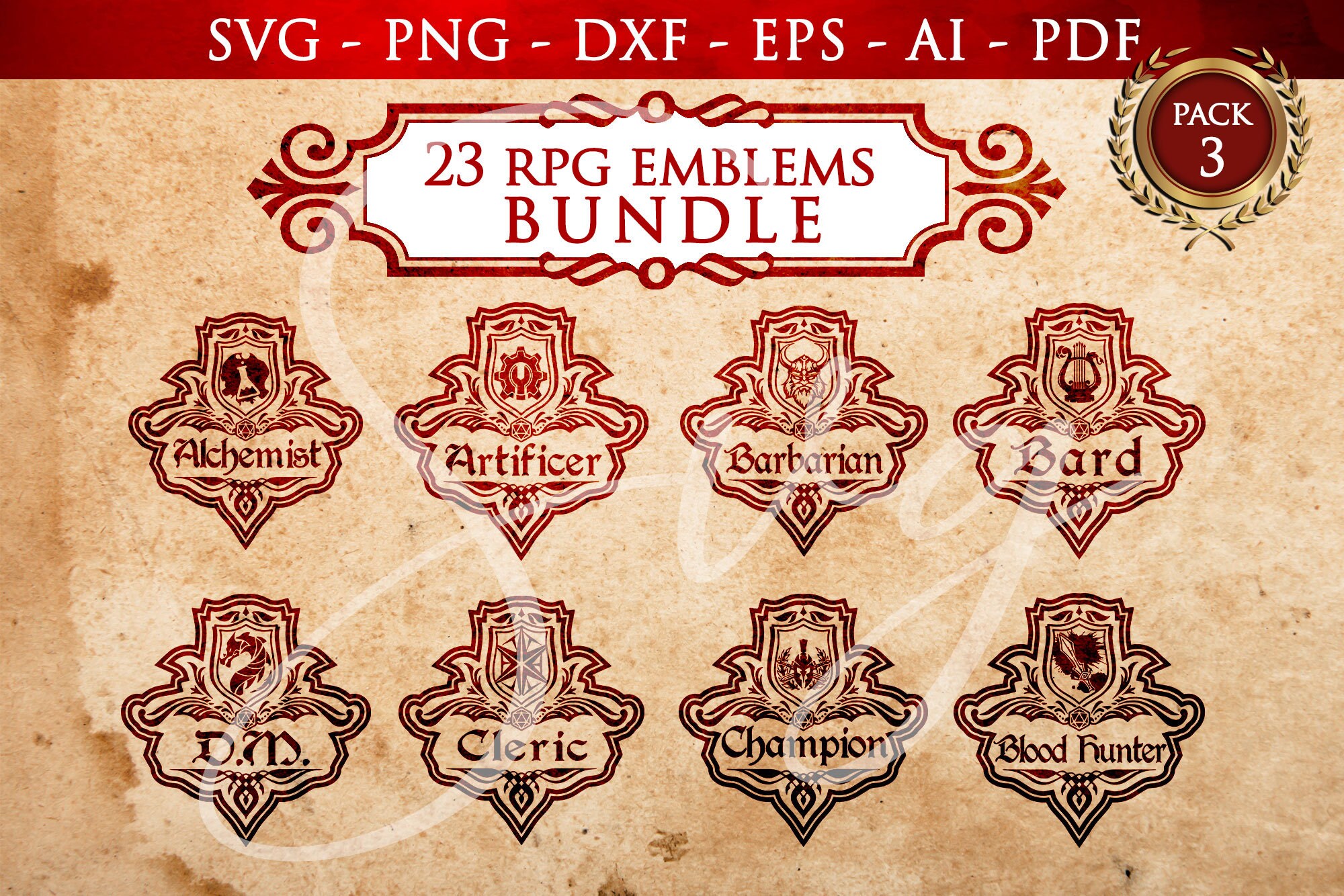 23 RPG Class Emblem Bundle PACK 3 Dnd Svg Rpg Games Svg DM - Etsy