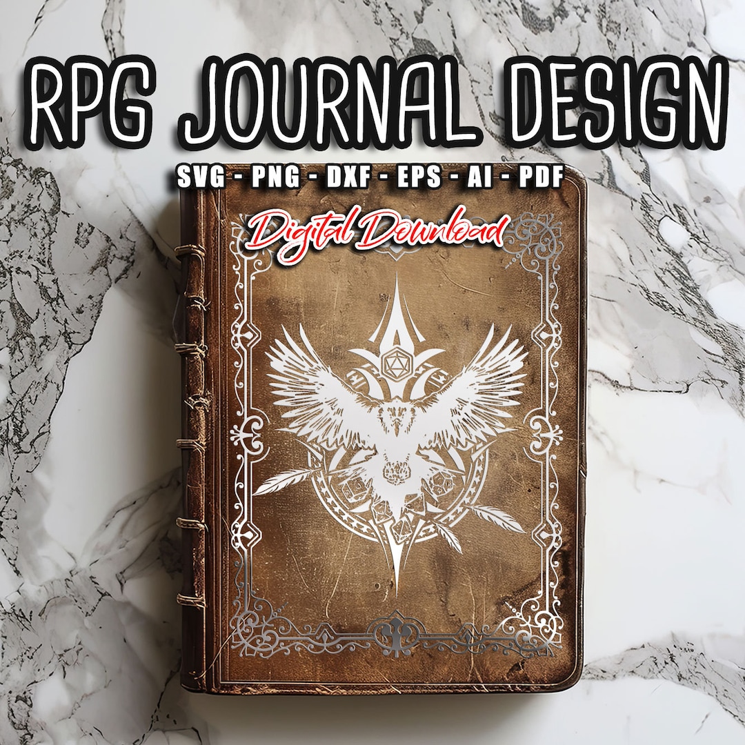 RPG Journal Design SVG, Raven Cover Notebook Design, Gamer Journal ...